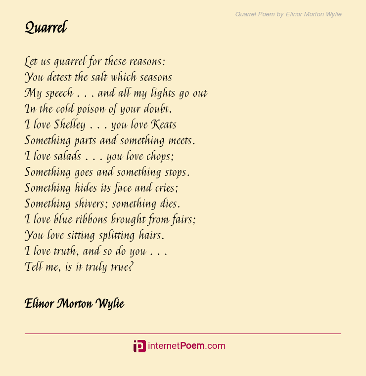 Quarrel Poem by Elinor Morton Wylie