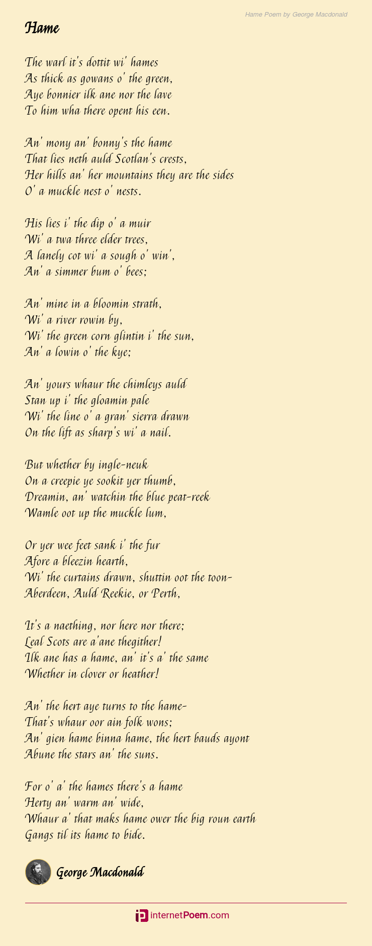 Hame Poem by George Macdonald