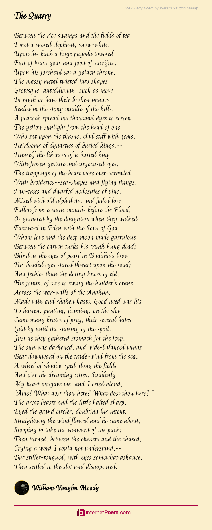 The Quarry Poem by William Vaughn Moody