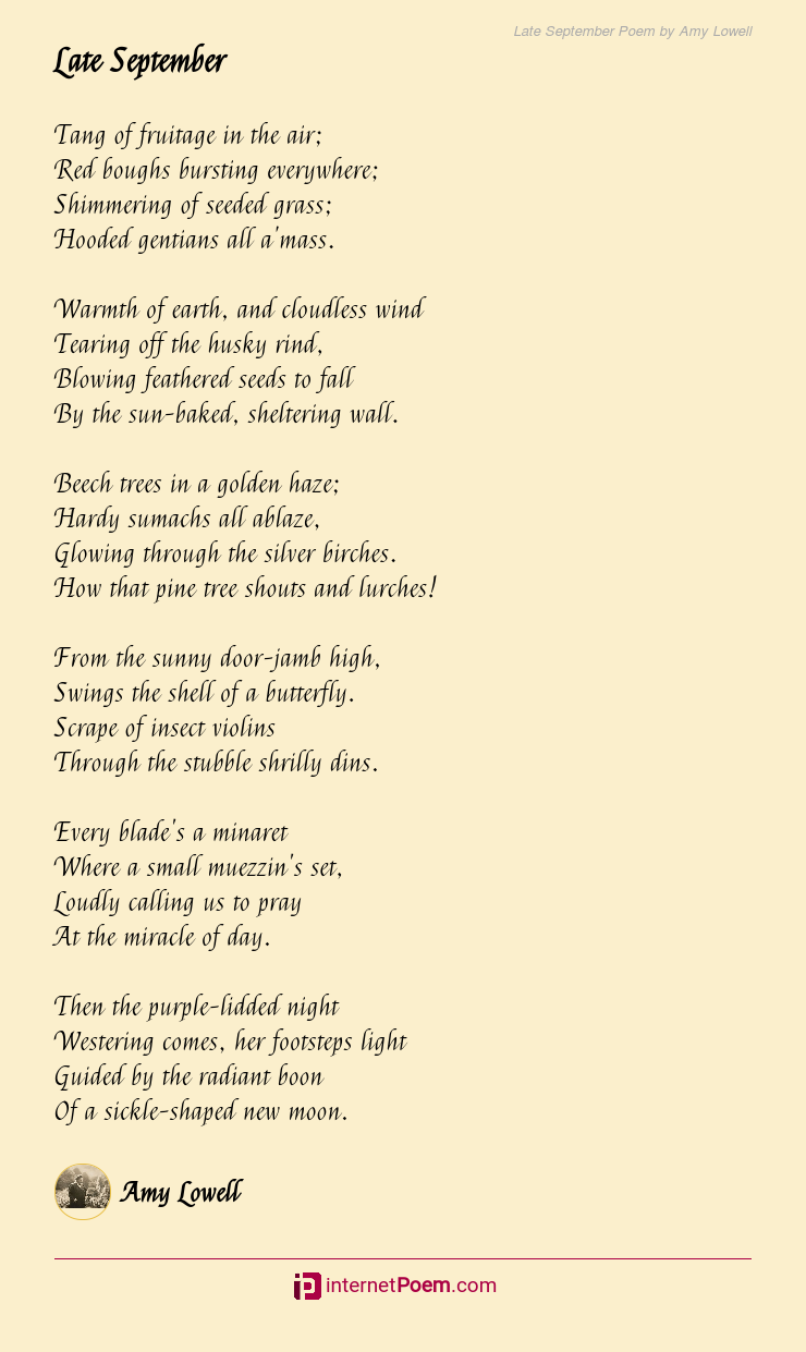 Late September Poem by Amy Lowell