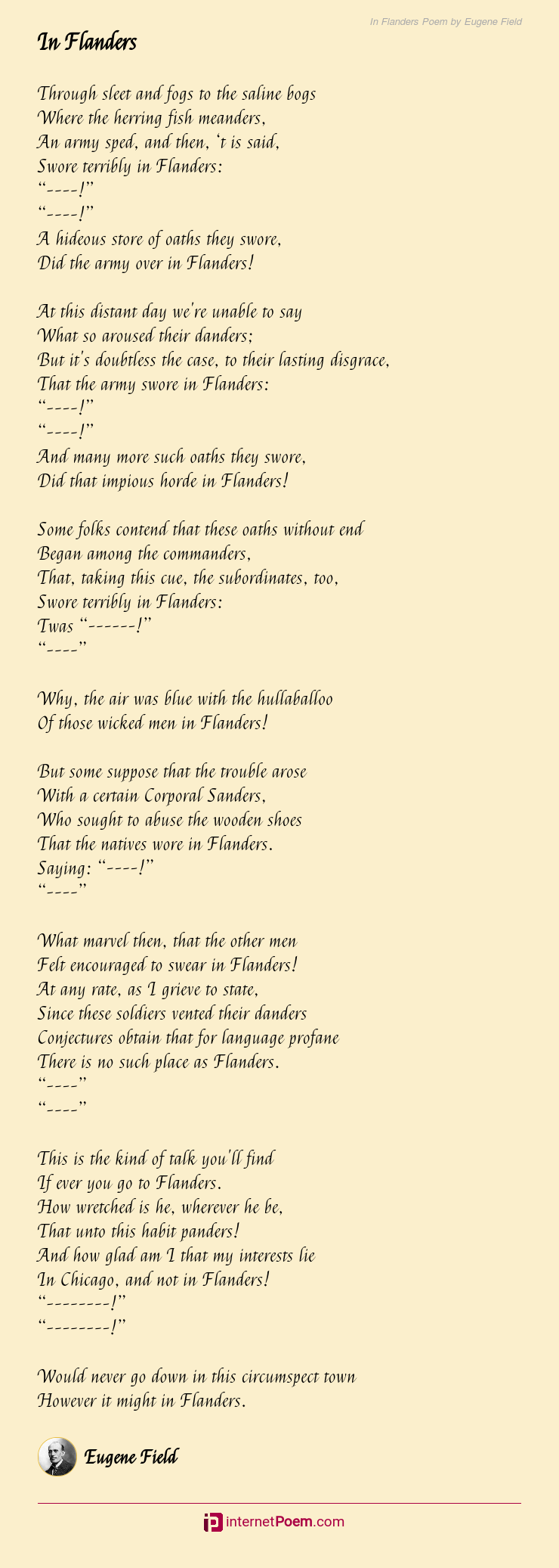 In Flanders Poem by Eugene Field