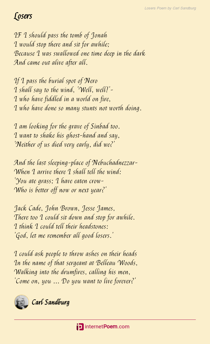 Losers Poem by Carl Sandburg