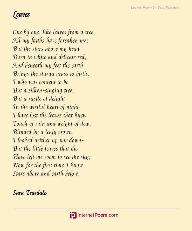 Leaves Poem by Sara Teasdale