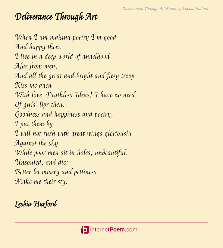Deliverance Through Art Poem by Lesbia Harford