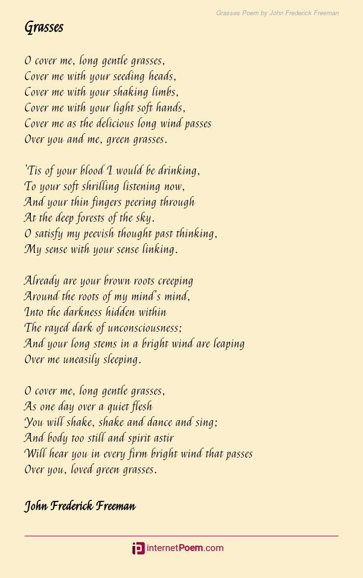 Grasses Poem by John Frederick Freeman