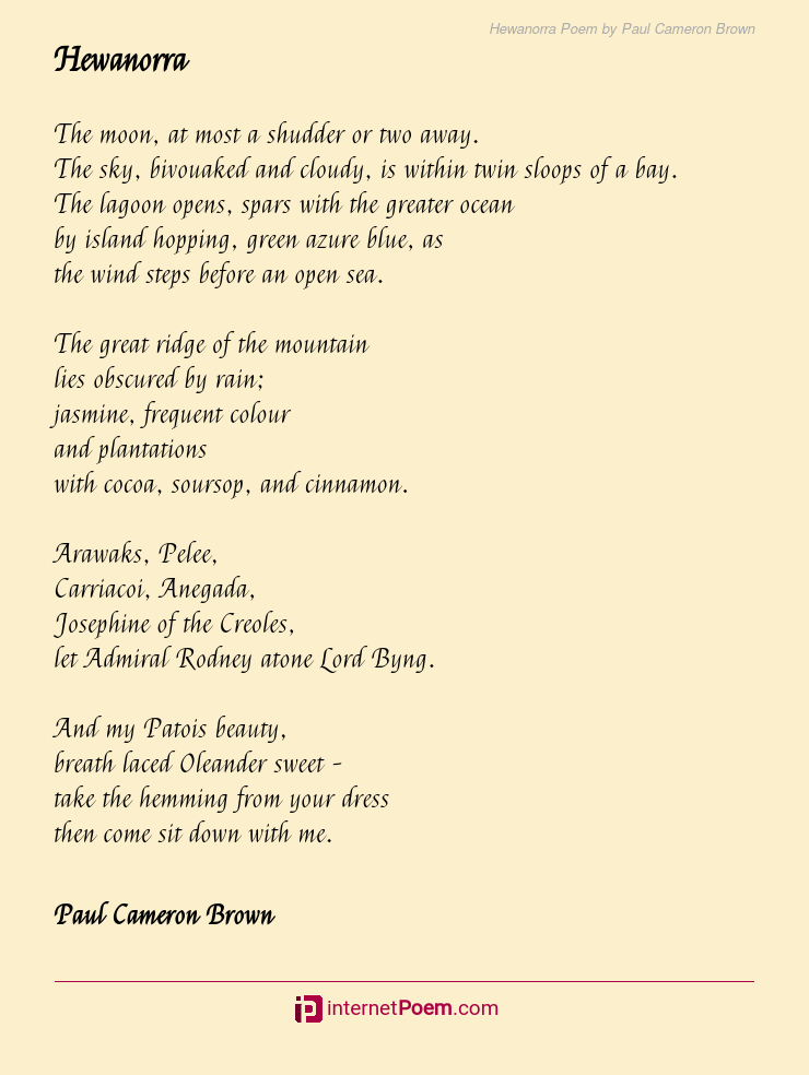 Hewanorra Poem by Paul Cameron Brown