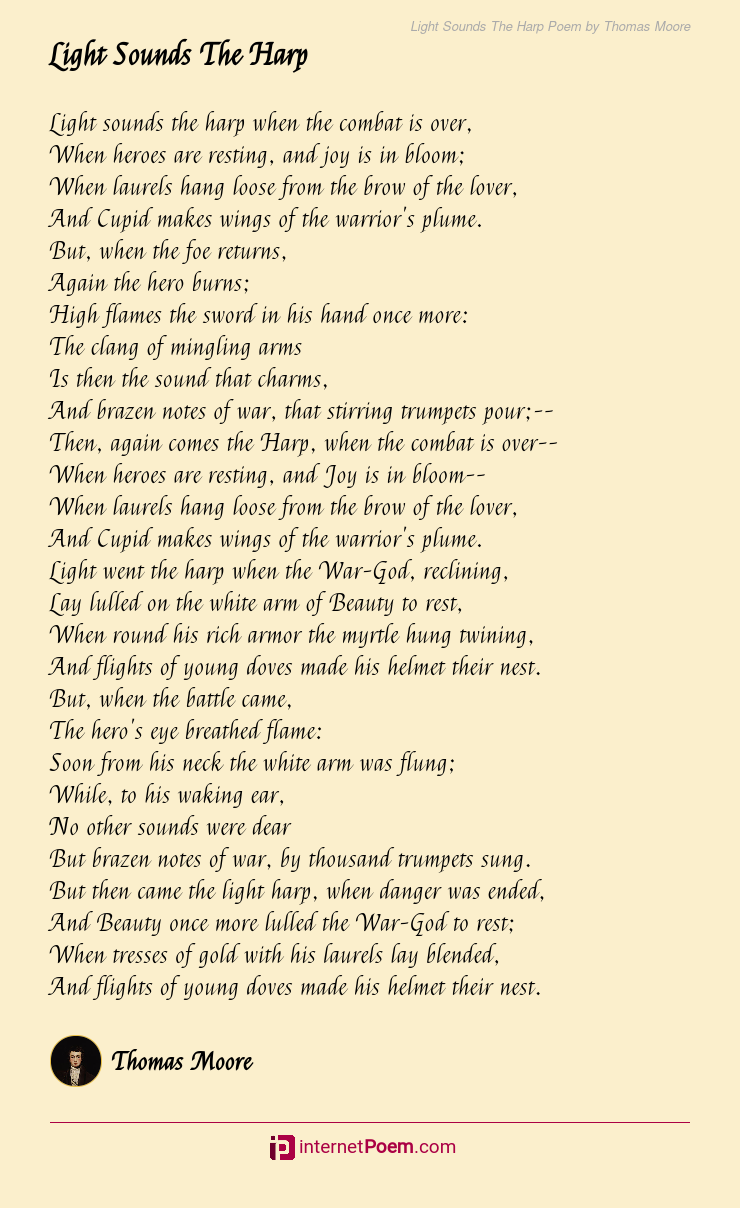 Light Sounds The Harp Poem by Thomas Moore