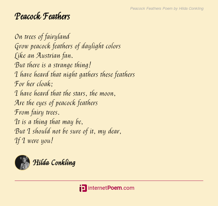 Peacock Feathers Poem by Hilda Conkling