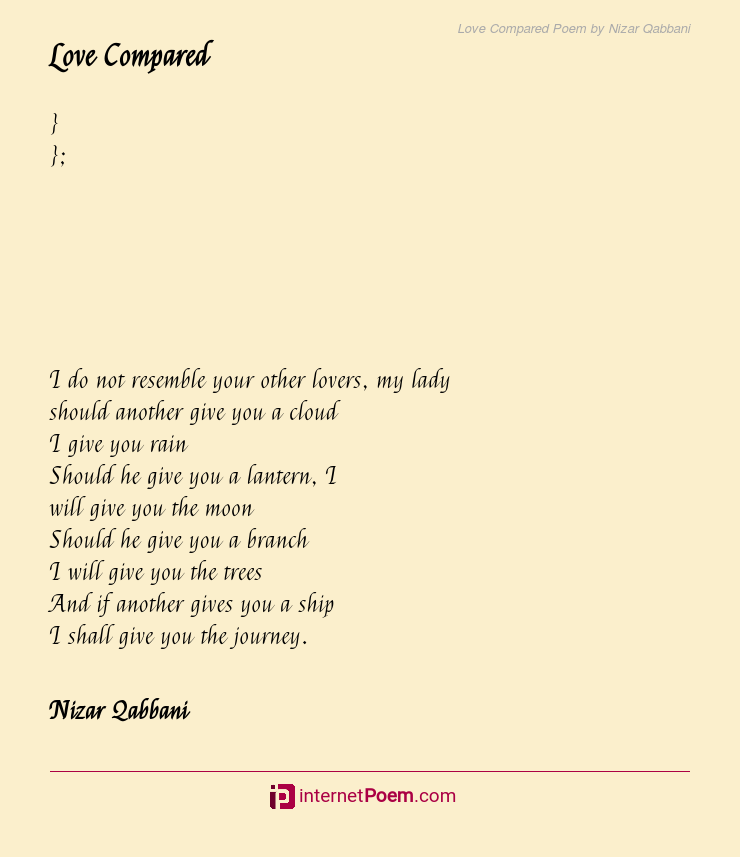 Love Compared Poem by Nizar Qabbani