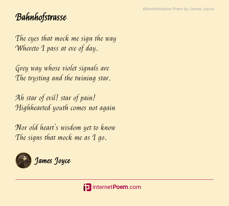 Bahnhofstrasse Poem by James Joyce