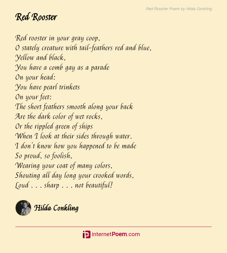 Red Rooster Poem by Hilda Conkling
