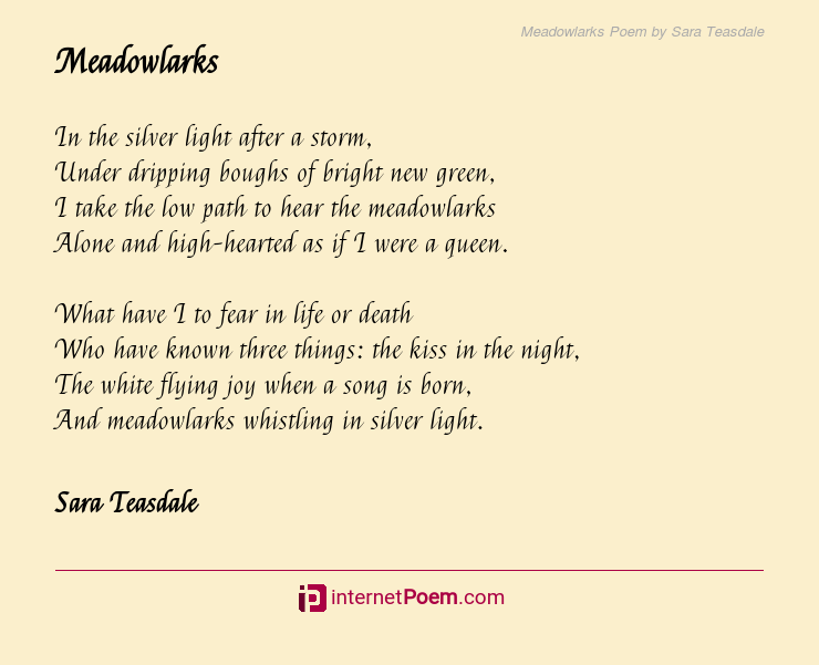 Meadowlarks Poem by Sara Teasdale