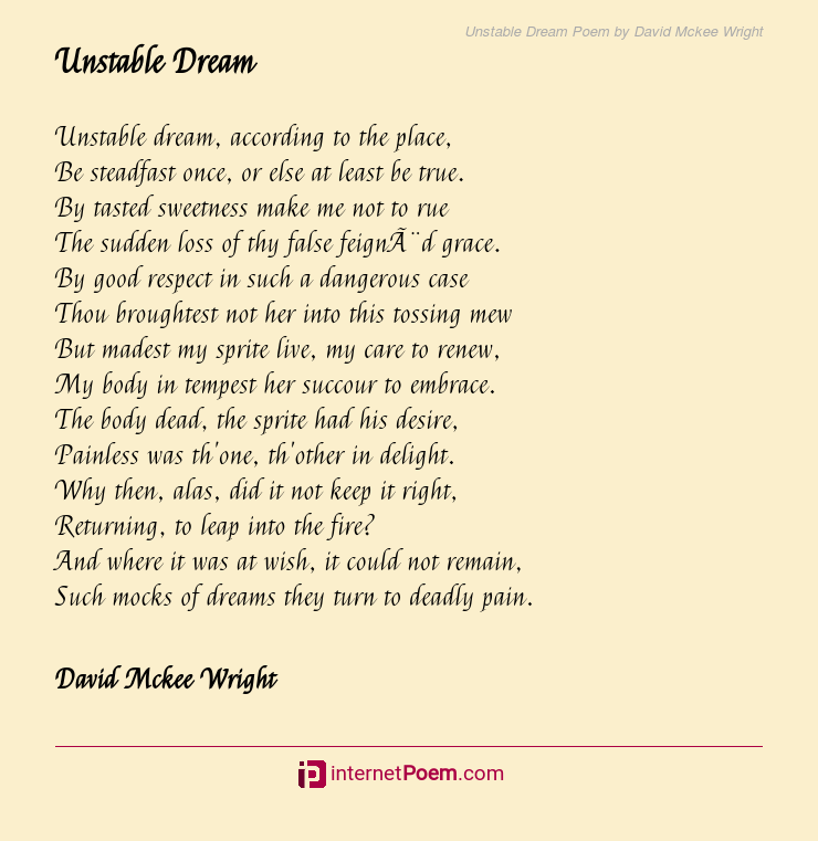 Unstable Dream Poem by David Mckee Wright