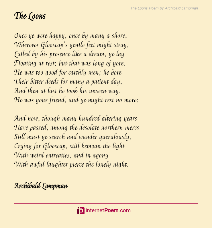 The Loons Poem by Archibald Lampman