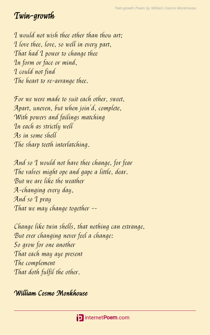 Twin-growth Poem by William Cosmo Monkhouse