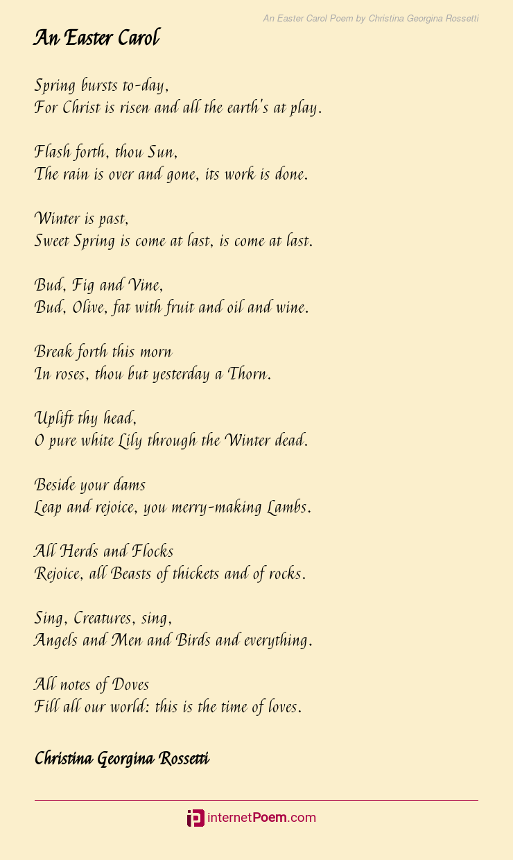 An Easter Carol Poem by Christina Georgina Rossetti