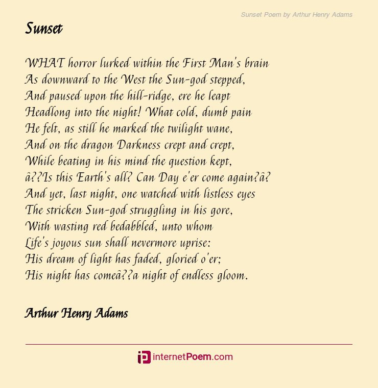 Sunset Poem by Arthur Henry Adams