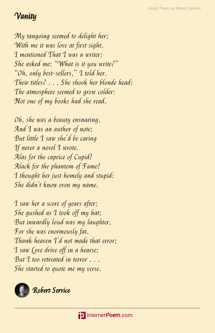 Vanity Poem by Robert Service