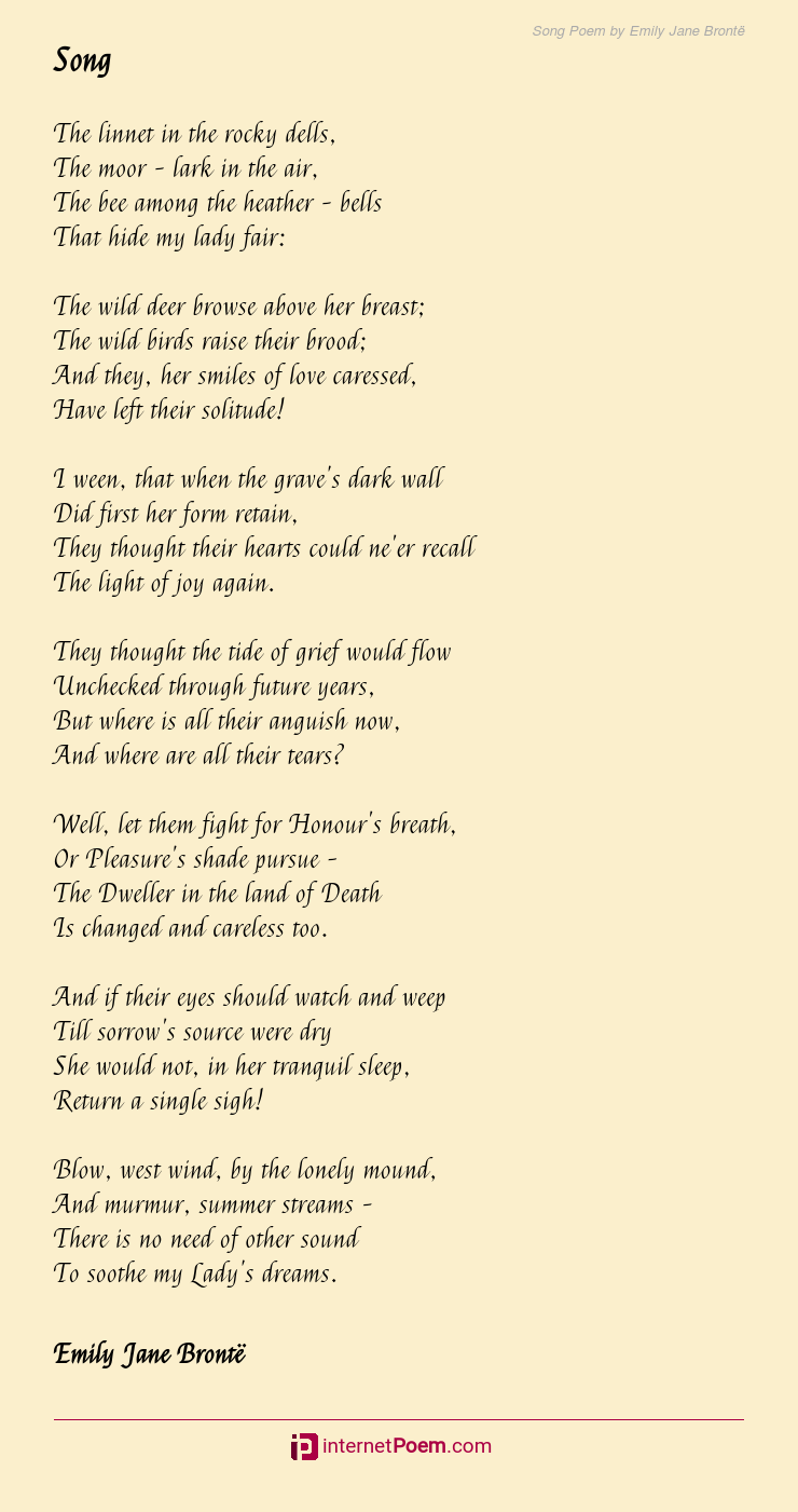 Song Poem by Emily Jane Bronta