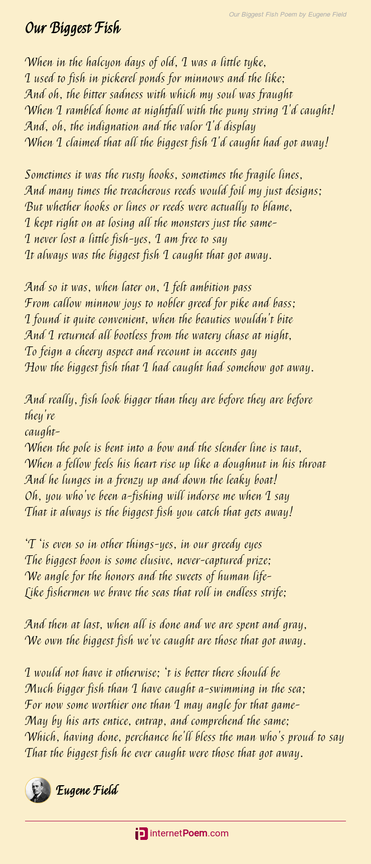 Our Biggest Fish Poem by Eugene Field