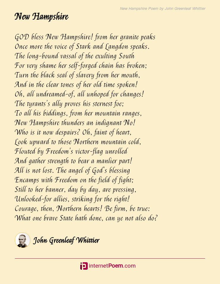 New Hampshire Poem by John Greenleaf Whittier