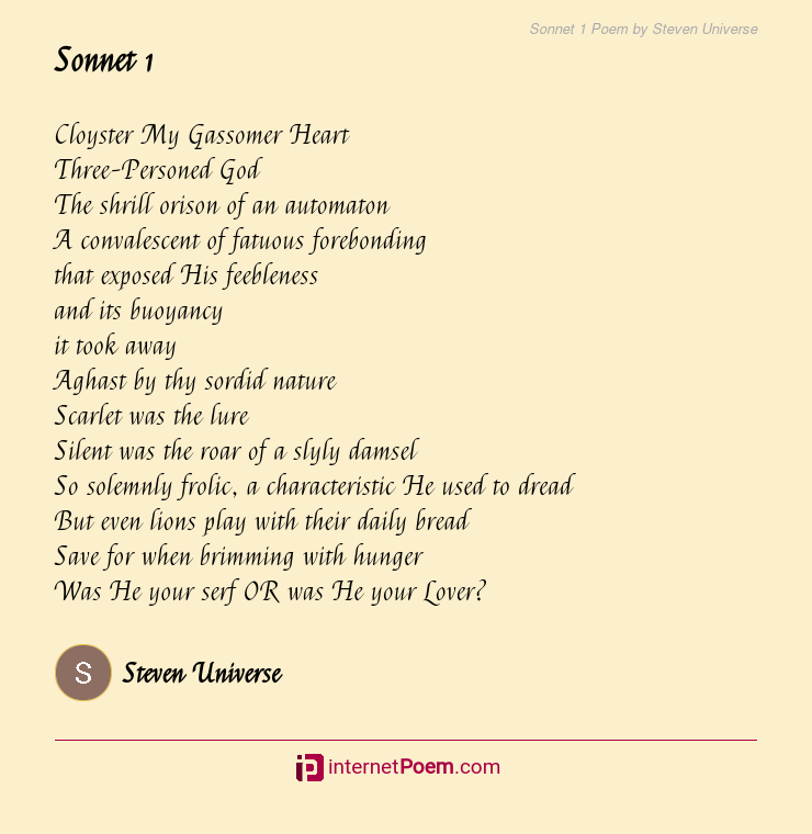 Sonnet 1 Poem by Steven Universe