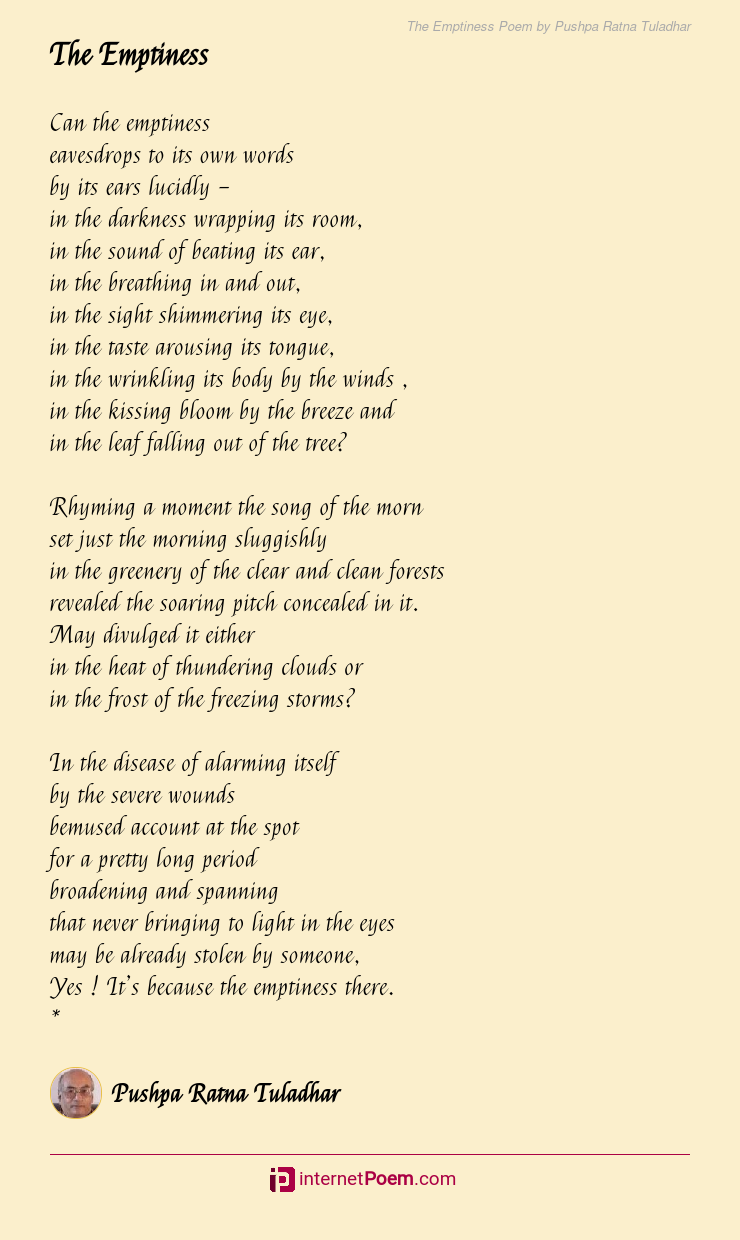 The Emptiness Poem by Pushpa Ratna Tuladhar