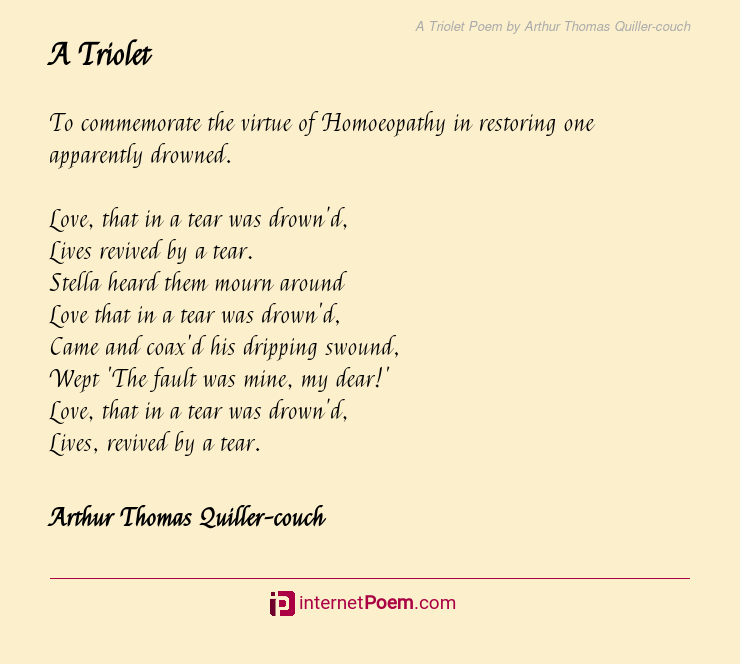 A Triolet Poem by Arthur Thomas Quiller-couch