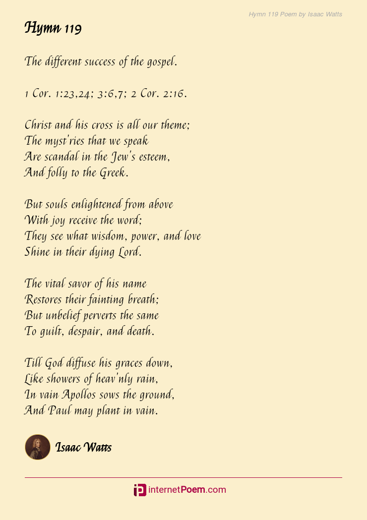 Hymn 119 Poem by Isaac Watts