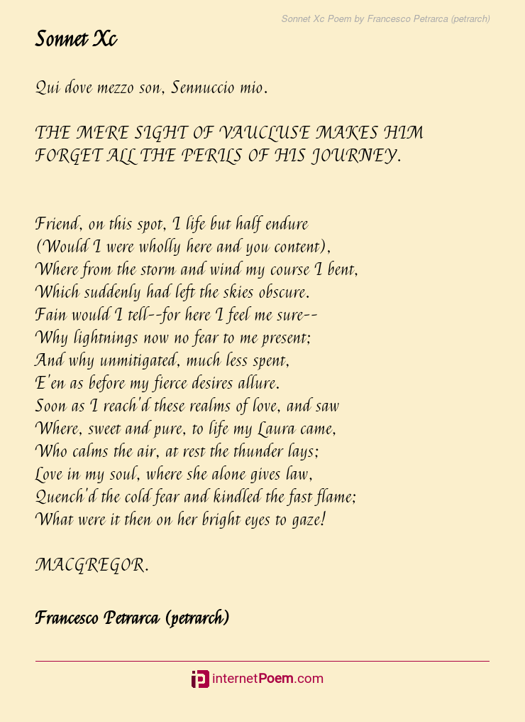 Sonnet Xc Poem by Francesco Petrarca (petrarch)