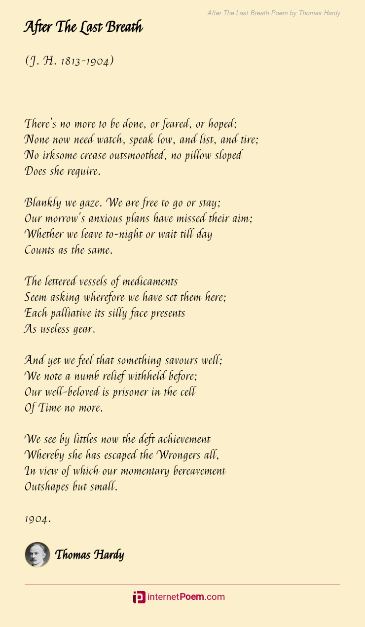 After The Last Breath Poem by Thomas Hardy