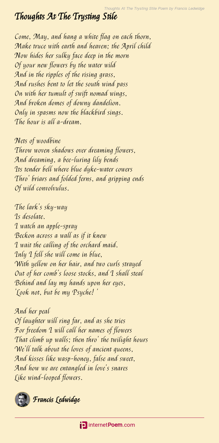 Thoughts At The Trysting Stile Poem by Francis Ledwidge