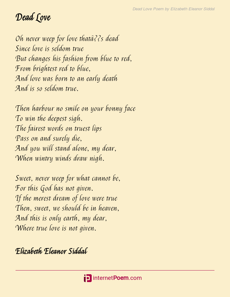 Dead Love Poem by Elizabeth Eleanor Siddal