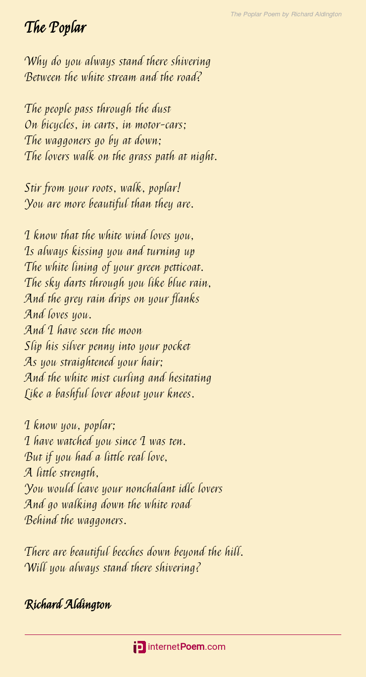 The Poplar Poem by Richard Aldington