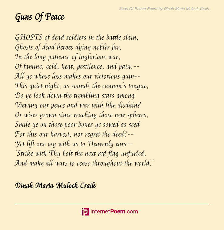 Guns Of Peace Poem by Dinah Maria Mulock Craik