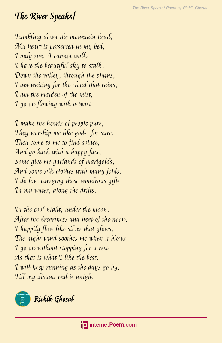 The River Speaks! Poem by Richik Ghosal