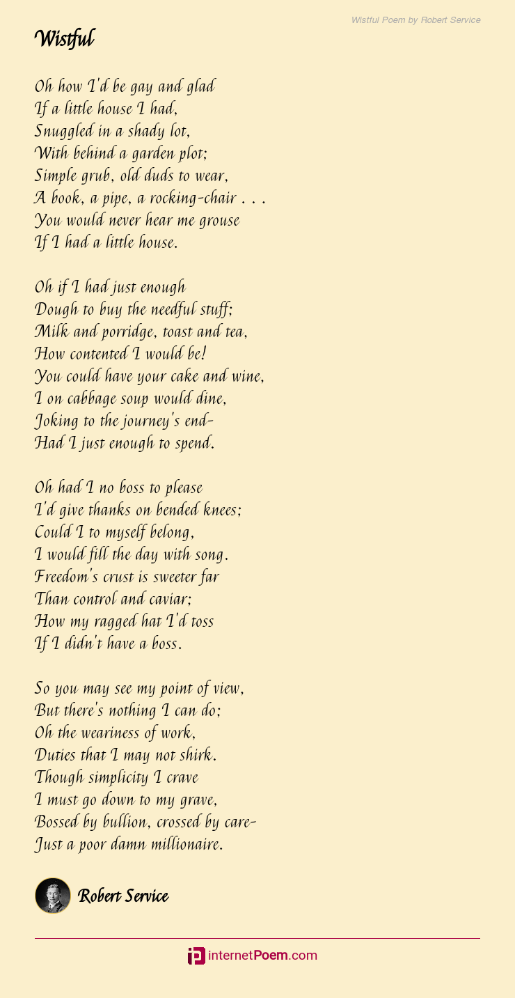 Wistful Poem by Robert Service