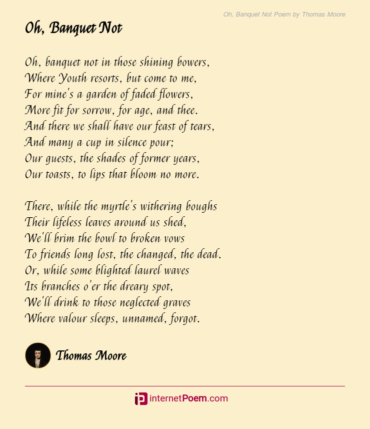 Oh, Banquet Not Poem Rhyme Scheme