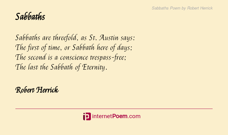 Sabbaths Poem by Robert Herrick