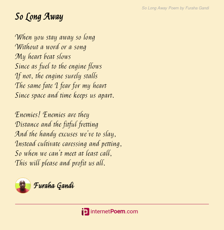 So Long Away Poem by Furaha Gandi