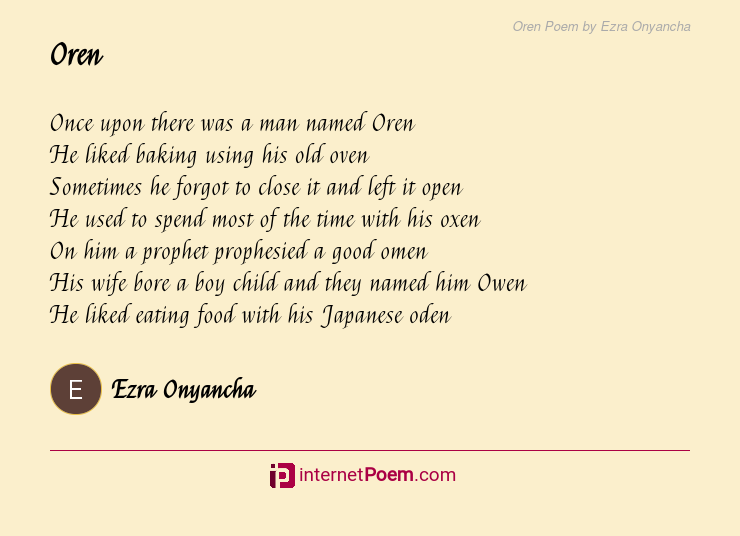 Oren Poem by Ezra Onyancha