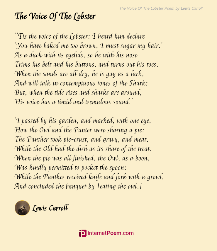 The Voice Of The Lobster Poem by Lewis Carroll