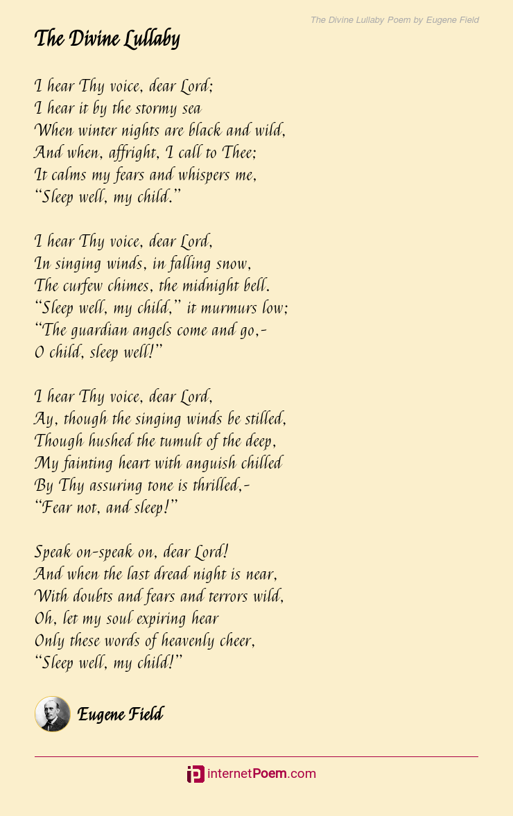 The Divine Lullaby Poem by Eugene Field
