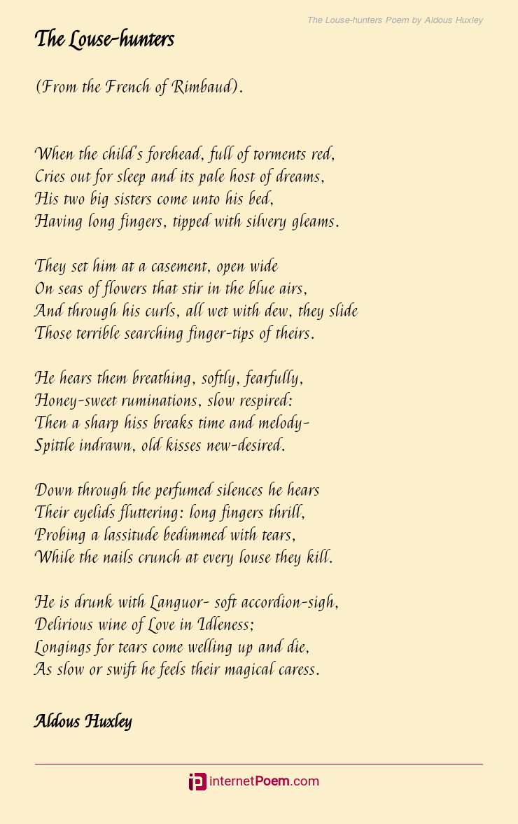 The Louse-hunters Poem by Aldous Huxley