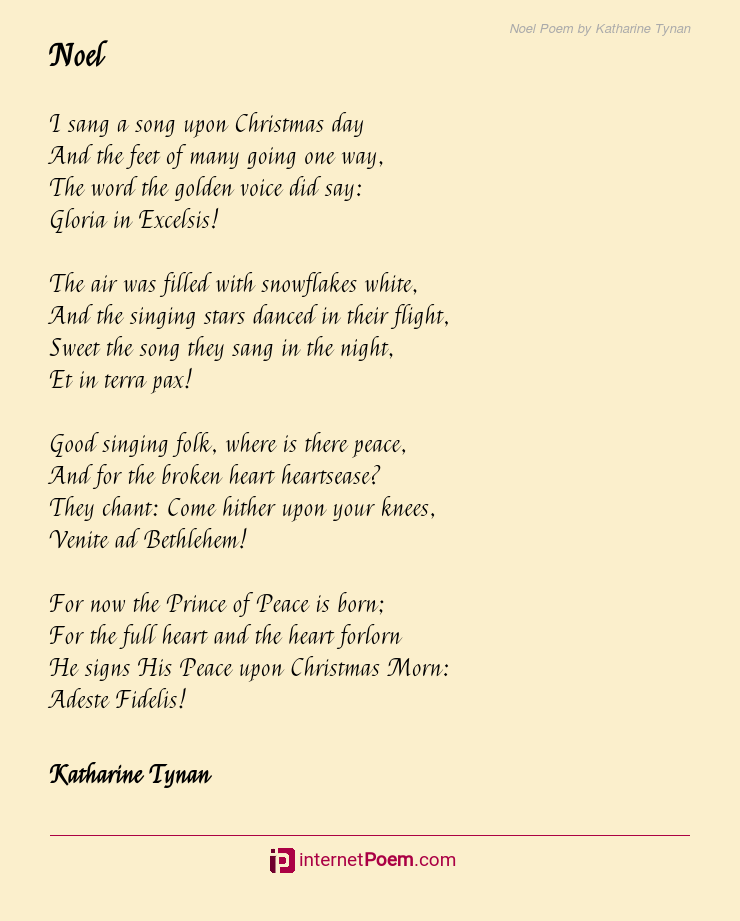 Noel Poem by Katharine Tynan