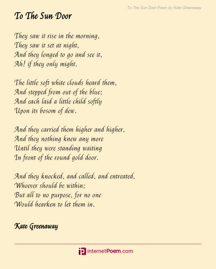 To The Sun Door Poem by Kate Greenaway