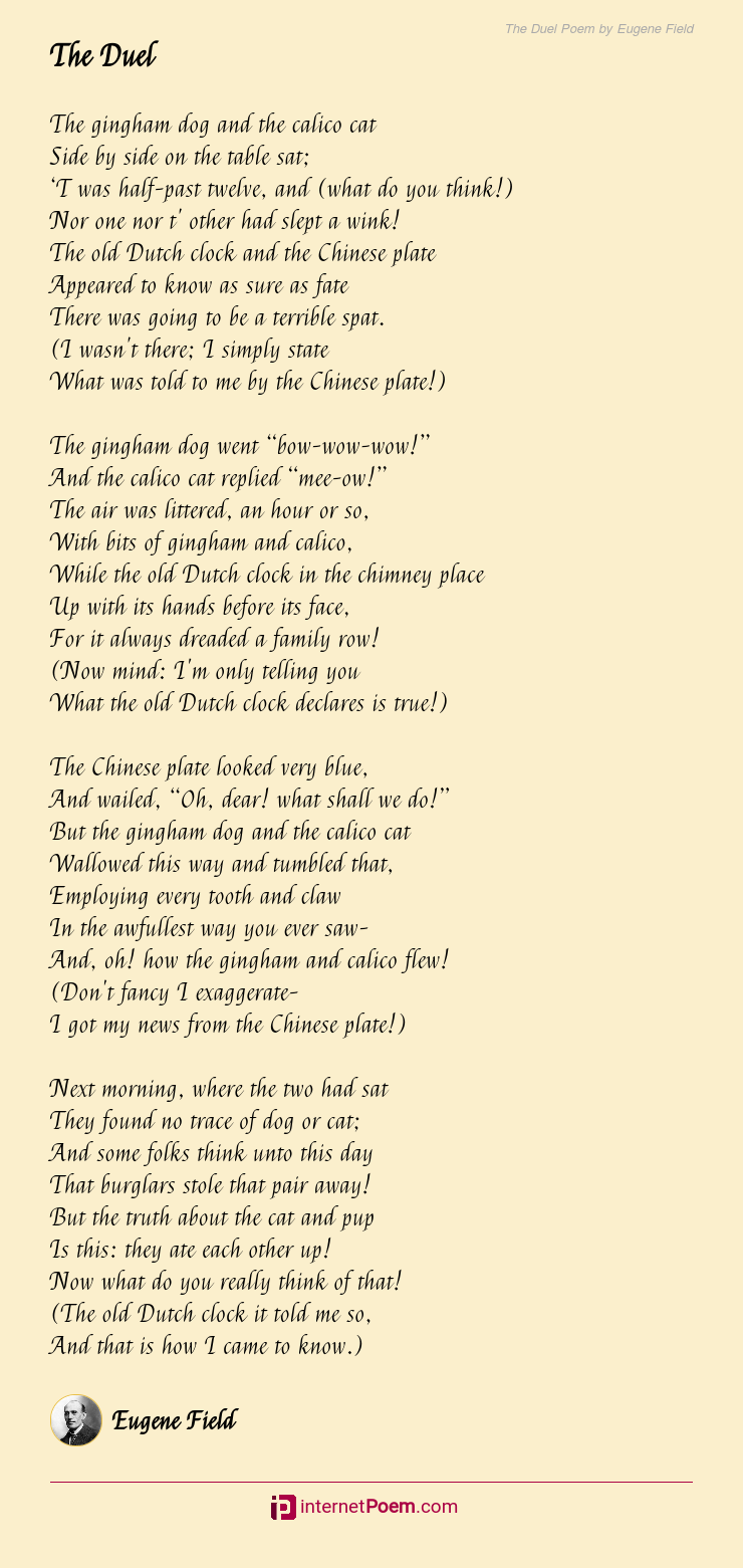 The Duel Poem by Eugene Field