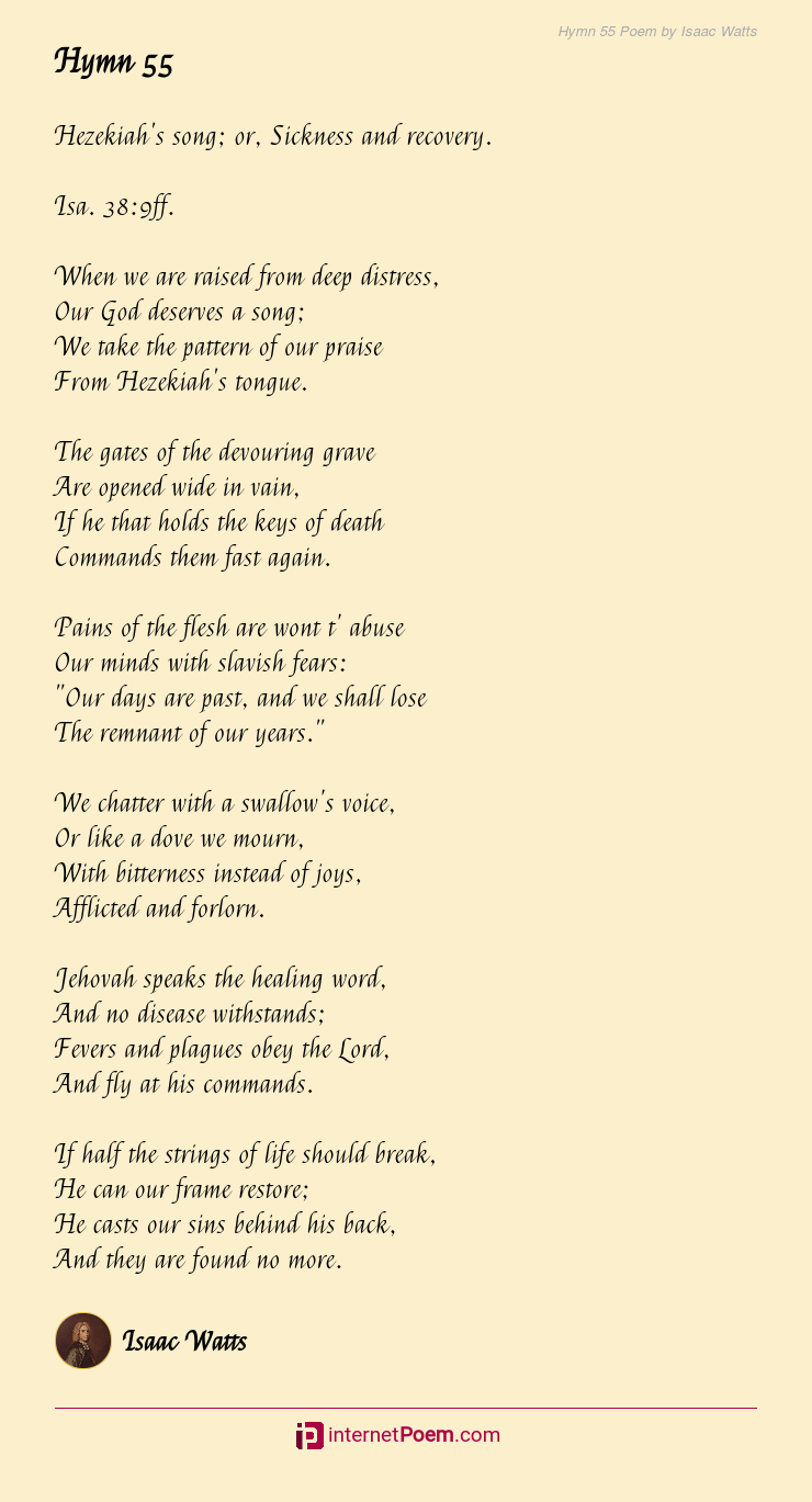Hymn 55 Poem by Isaac Watts