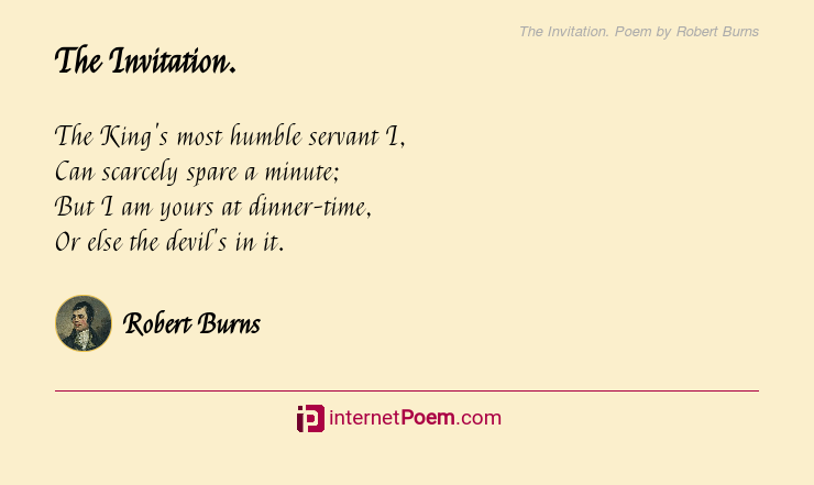 The Invitation. Poem by Robert Burns