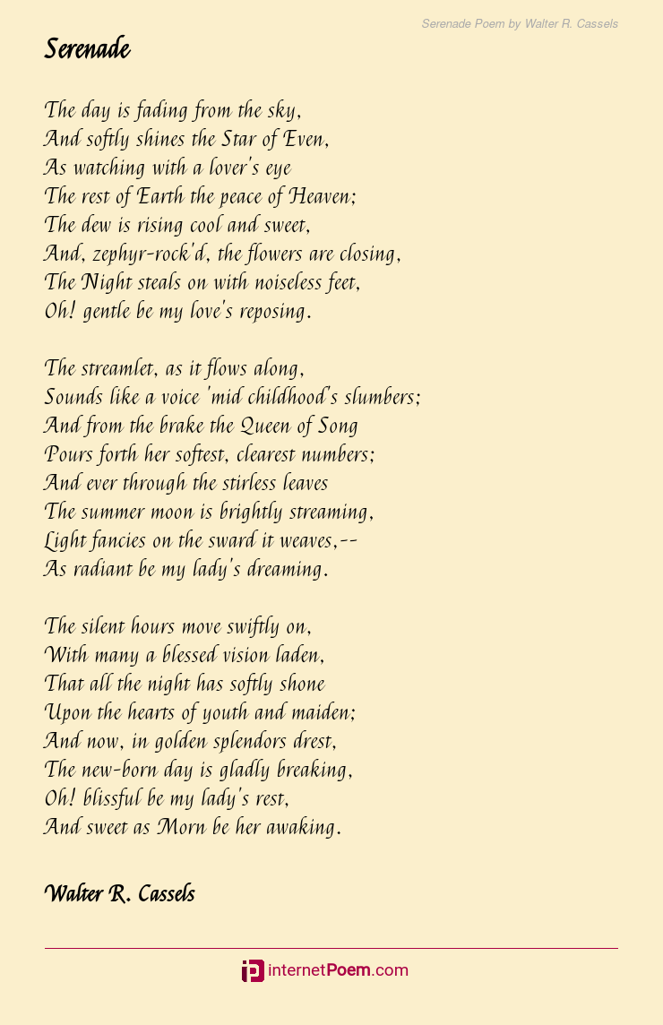 Serenade Poem by Walter R. Cassels